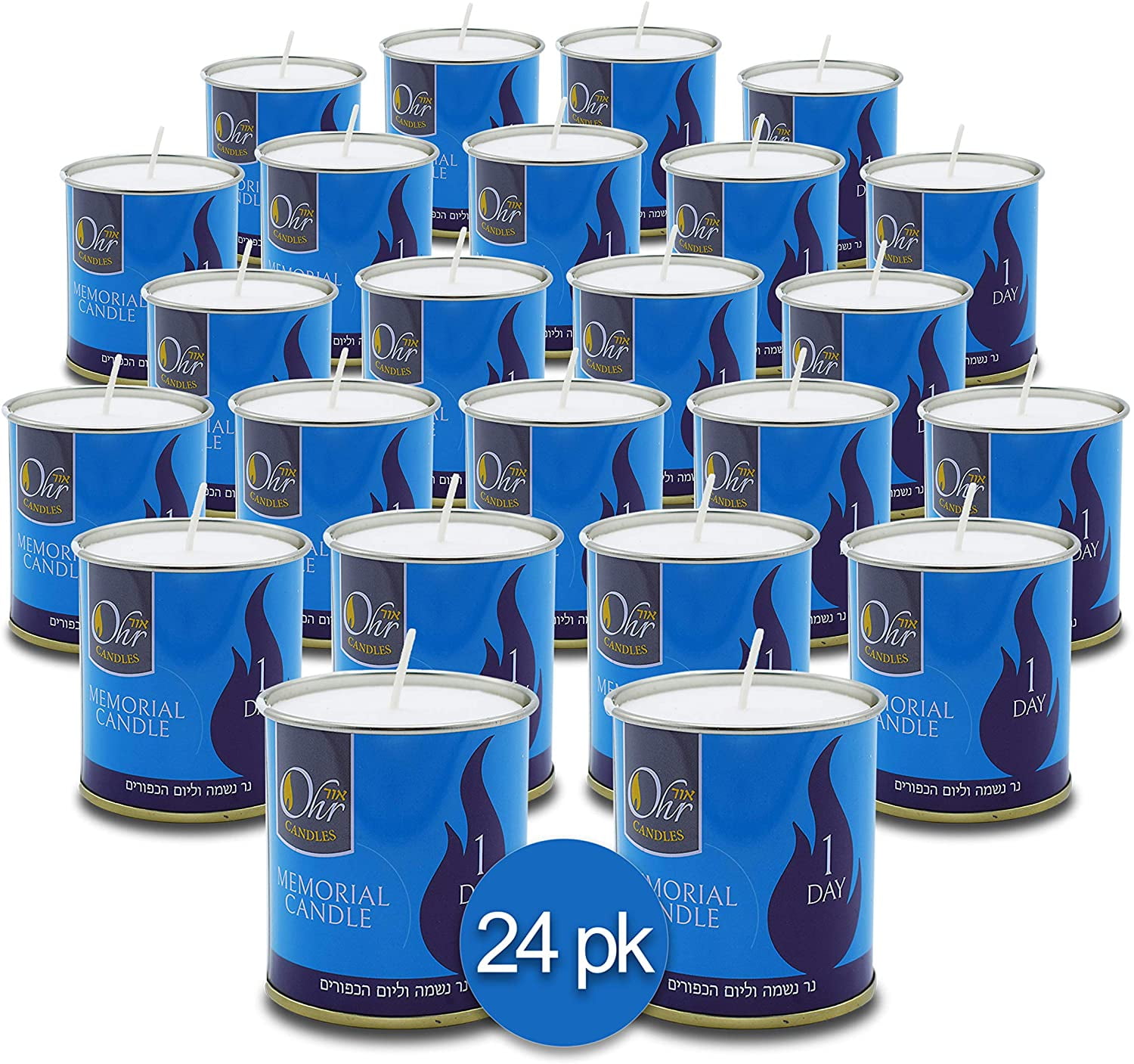 Ohr Candles, 24 Hours Yartzeit, Memorial, Prayer Candles in Tin - White ...