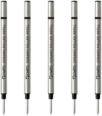 Ohto Ceramic Roller Water-Based Refills C-305, Black Ink, Metal Body Fine Point 0.5mm, Non-Dry ...