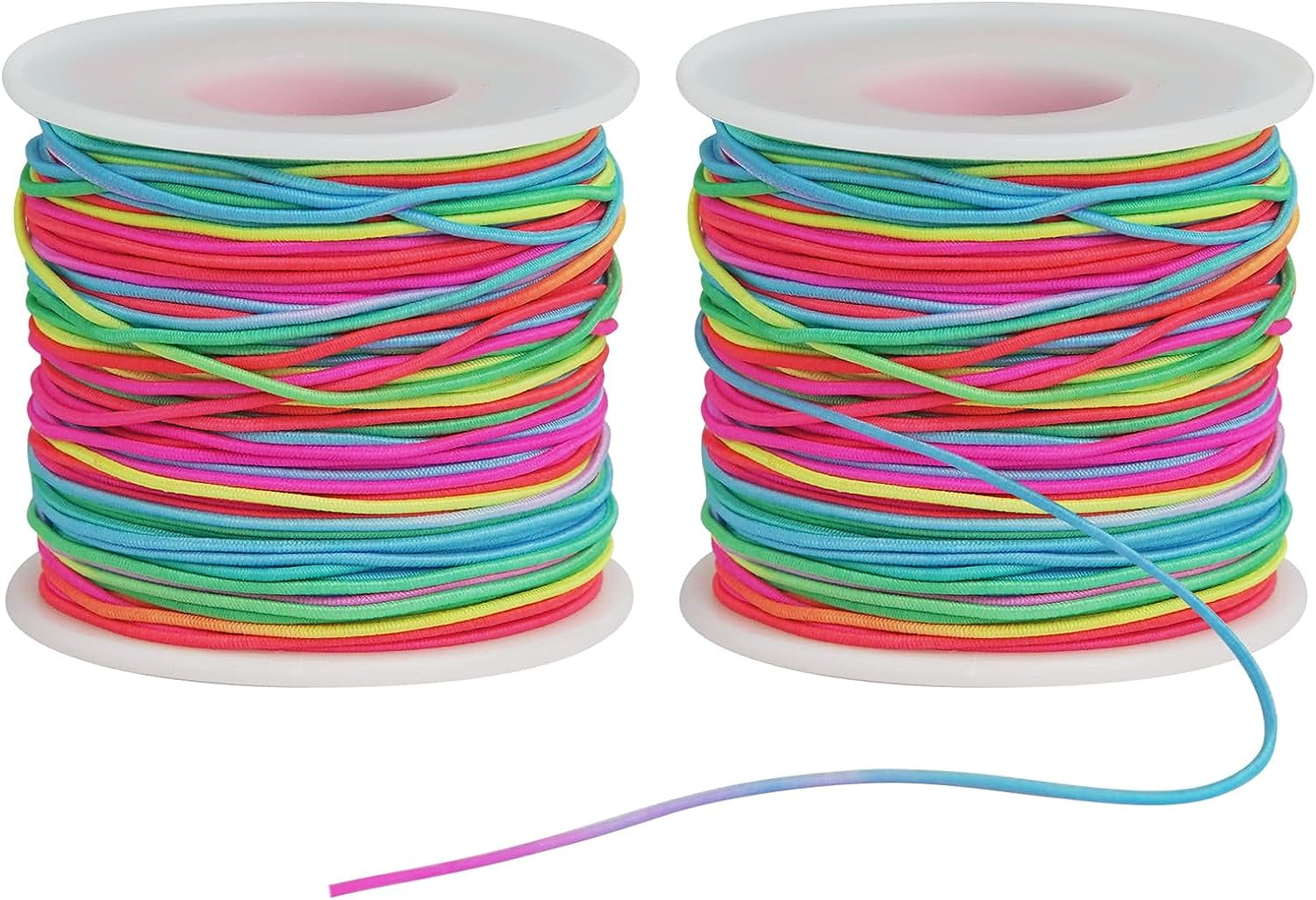 Ohtomber Bracelet String Elastic Cord - 2 Rolls 1MM Rainbow Stretchy ...