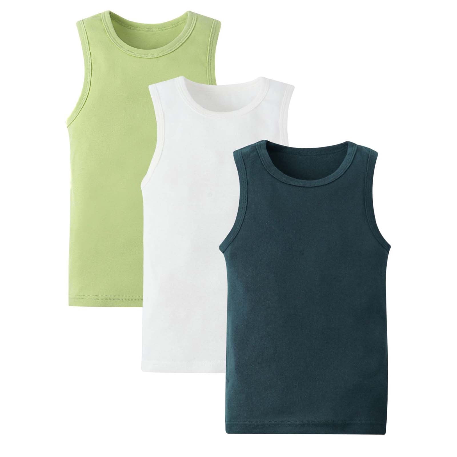 Ohufall 2-11Y Boys Girls Toddler Tank Top Round Neck Solid Color Basic ...