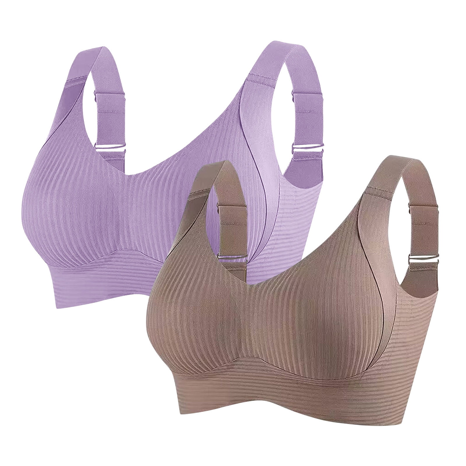 Ohufall 2 Pack Women Wireless Bras Wirefree Bra Plus Size Ultra-thin ...