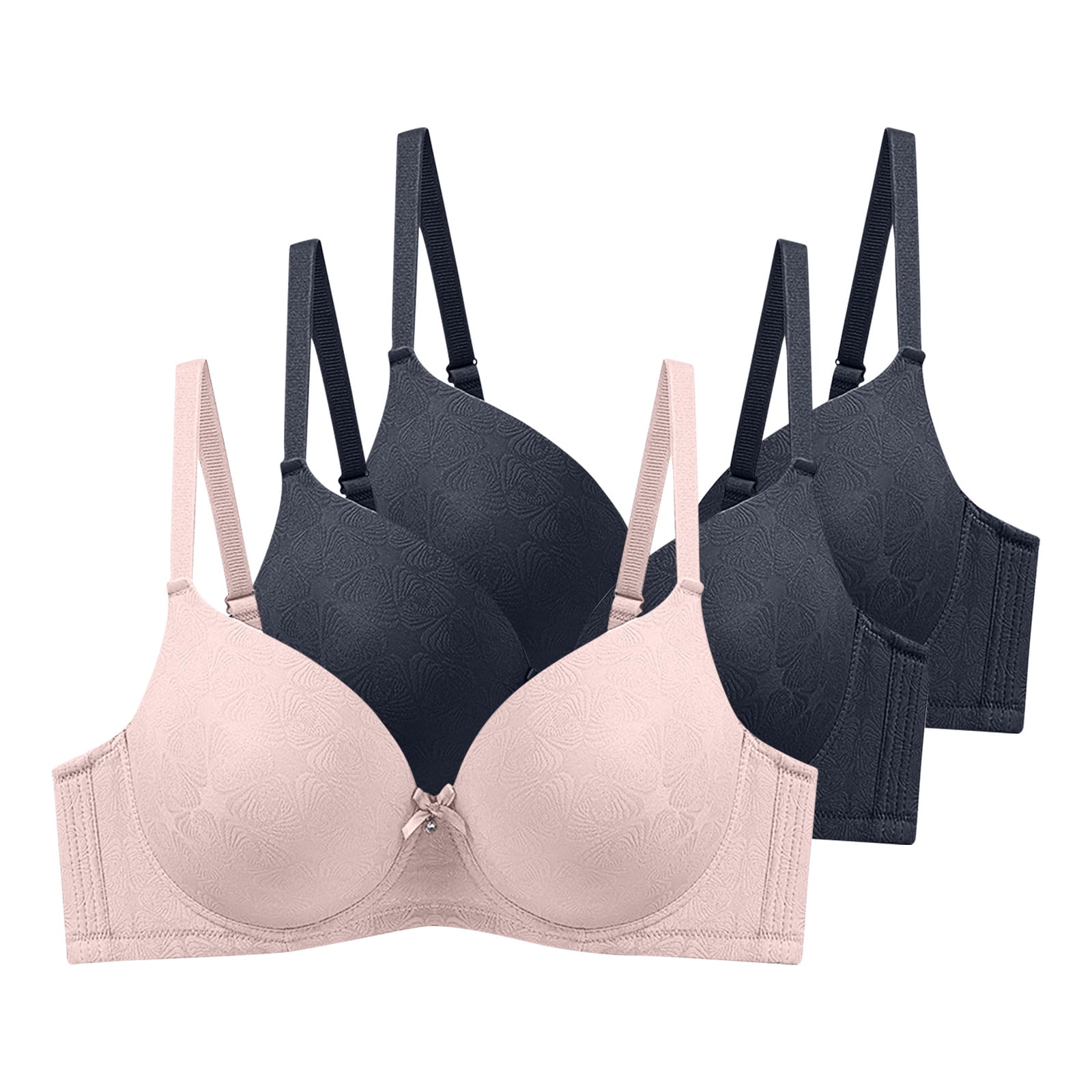 Ohufall 3 Pack Bra for Women Soft Lightly Line T-shirt Bra 28B/C-48B/C ...