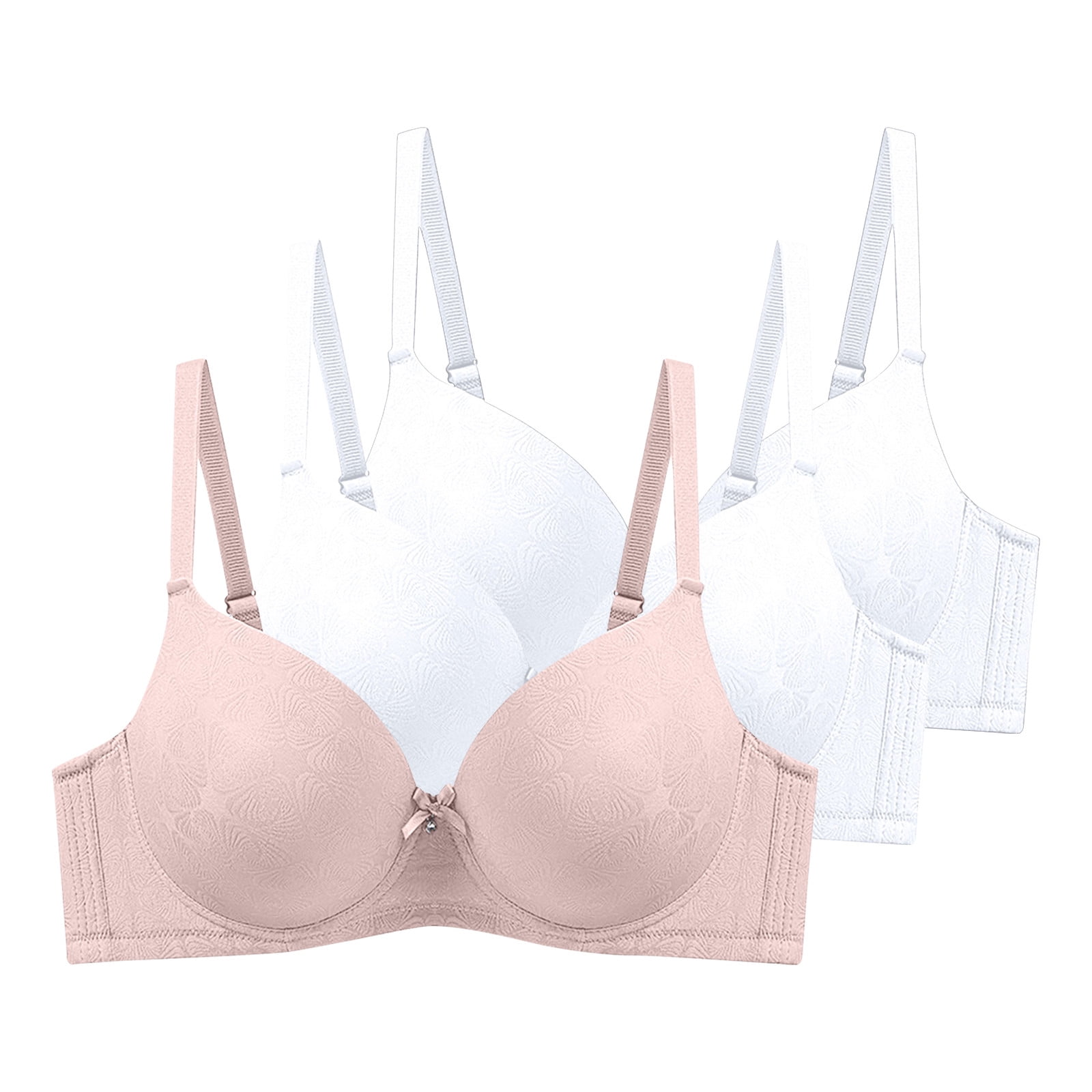 Ohufall 3 Pack Bra for Women Soft Lightly Line T-shirt Bra 28B/C-48B/C ...