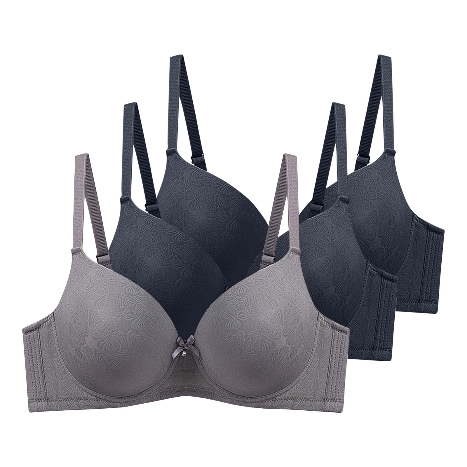 Ohufall 3 Pack Bra for Women Soft Lightly Line T-shirt Bra 28B/C-48B/C ...