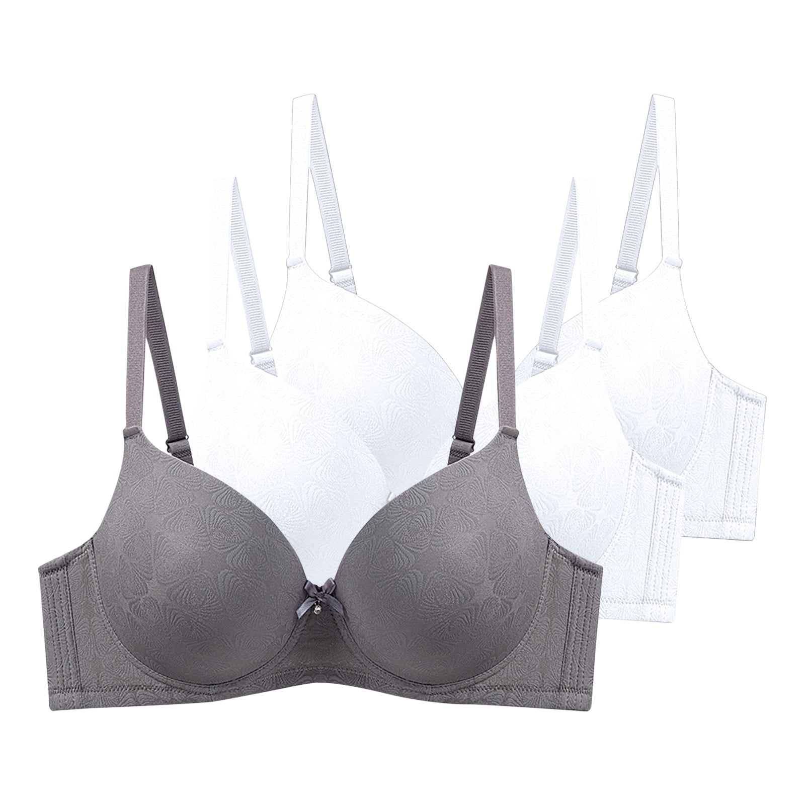 Ohufall 3 Pack Bra for Women Soft Lightly Line T-shirt Bra 28B/C-48B/C Underwear Everyday Bras ...