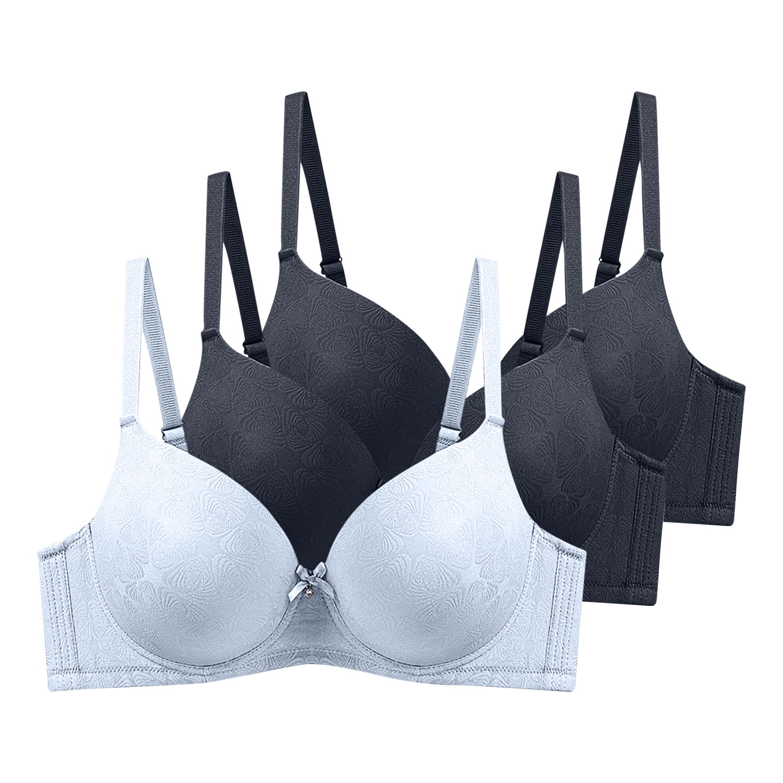 Ohufall 3 Pack Bra for Women Soft Lightly Line T-shirt Bra 28B/C-48B/C Underwear Everyday Bras ...