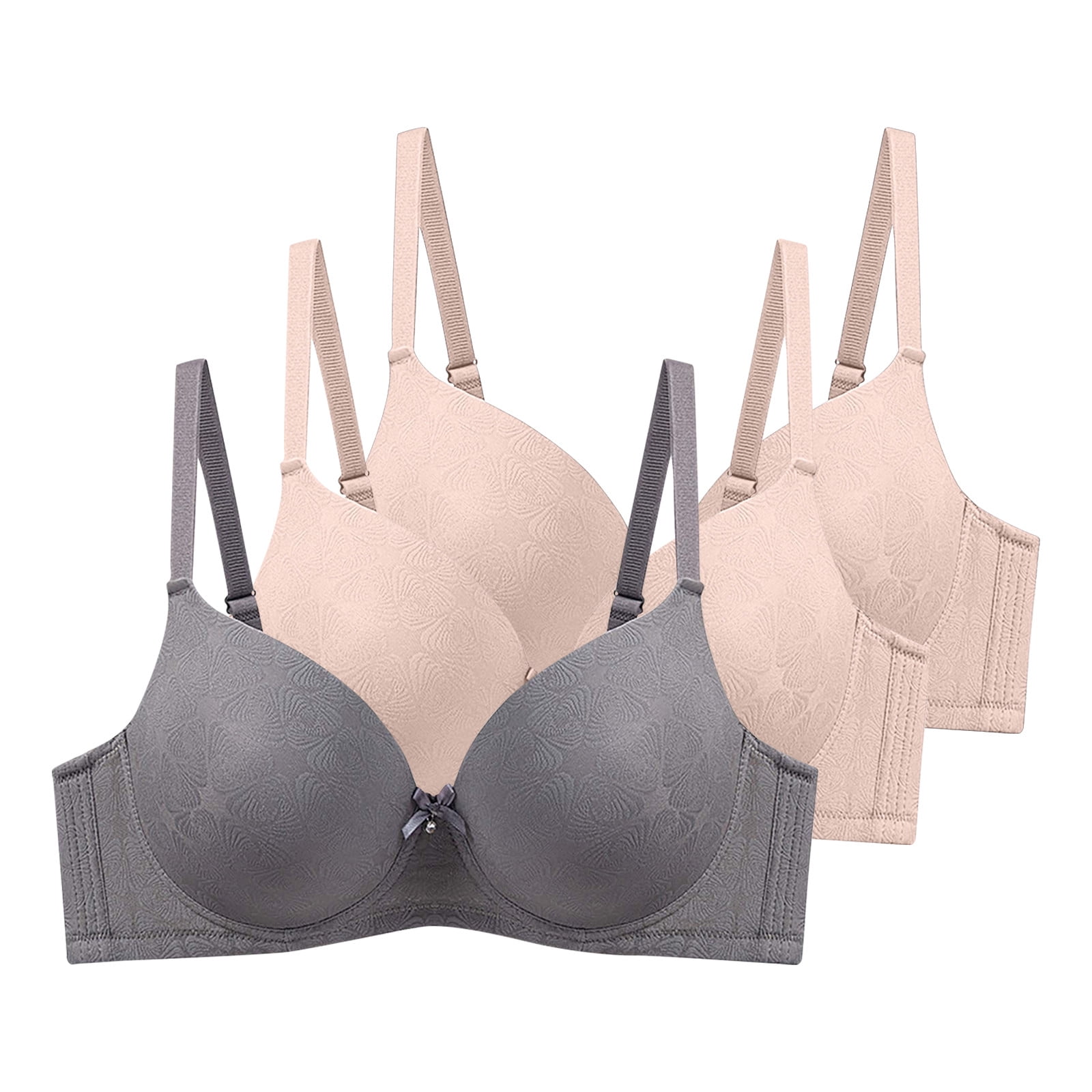 Ohufall 3 Pack Bra for Women Soft Lightly Line T-shirt Bra 28B/C-48B/C ...