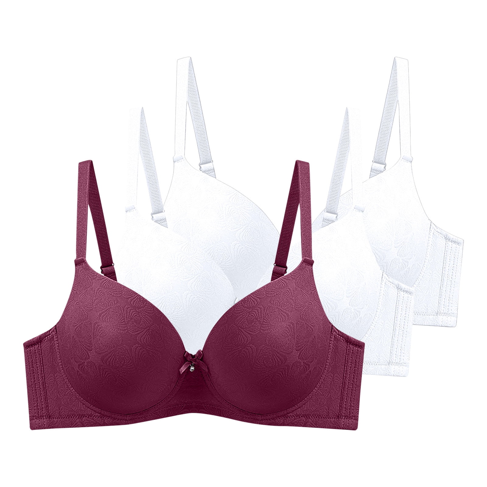 Ohufall 3 Pack Bra for Women Soft Lightly Line T-shirt Bra 28B/C-48B/C ...