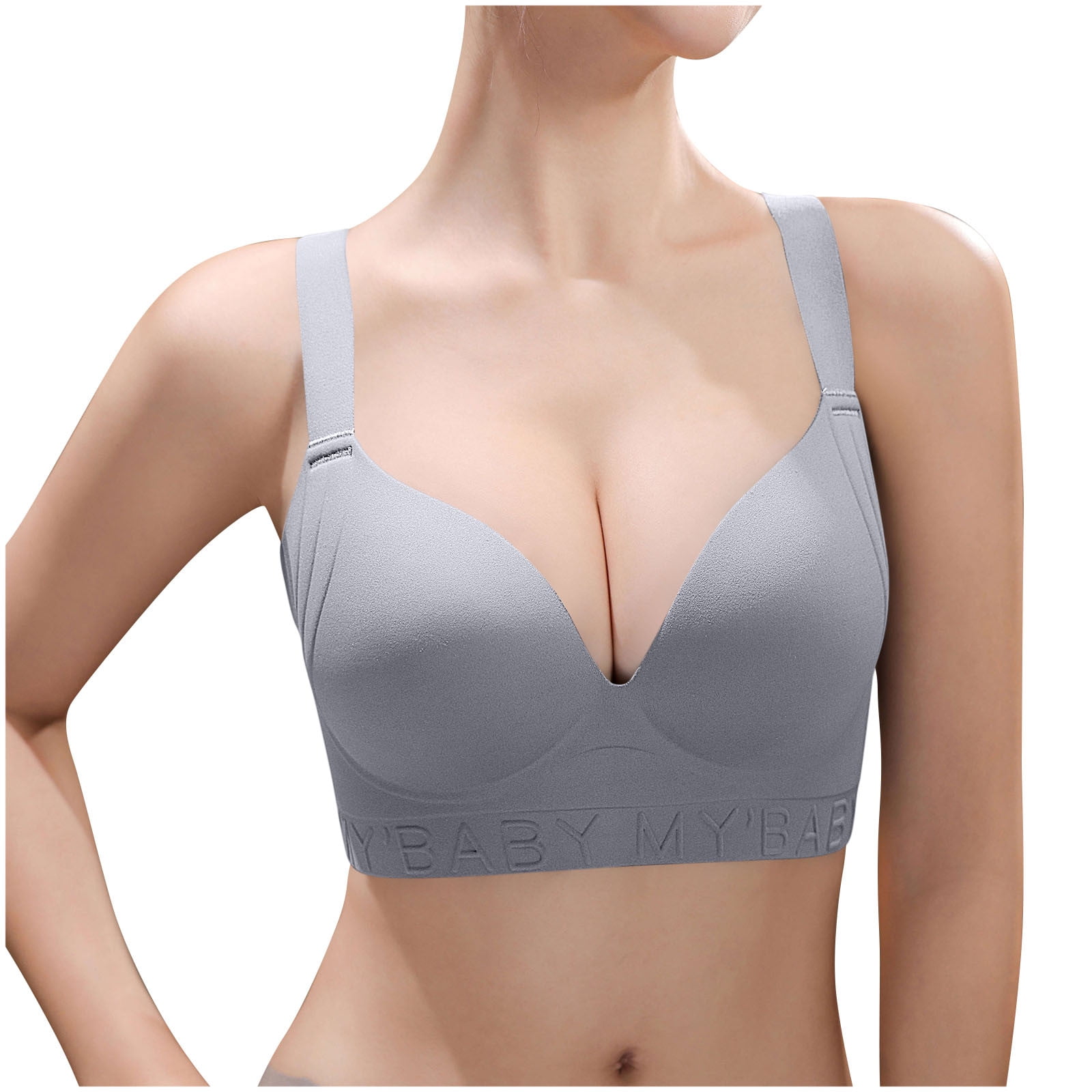 Ohufall Wireless Push Up Bra for Women Super Soft Wireless Lightly Lined Comfort Bras Full ...