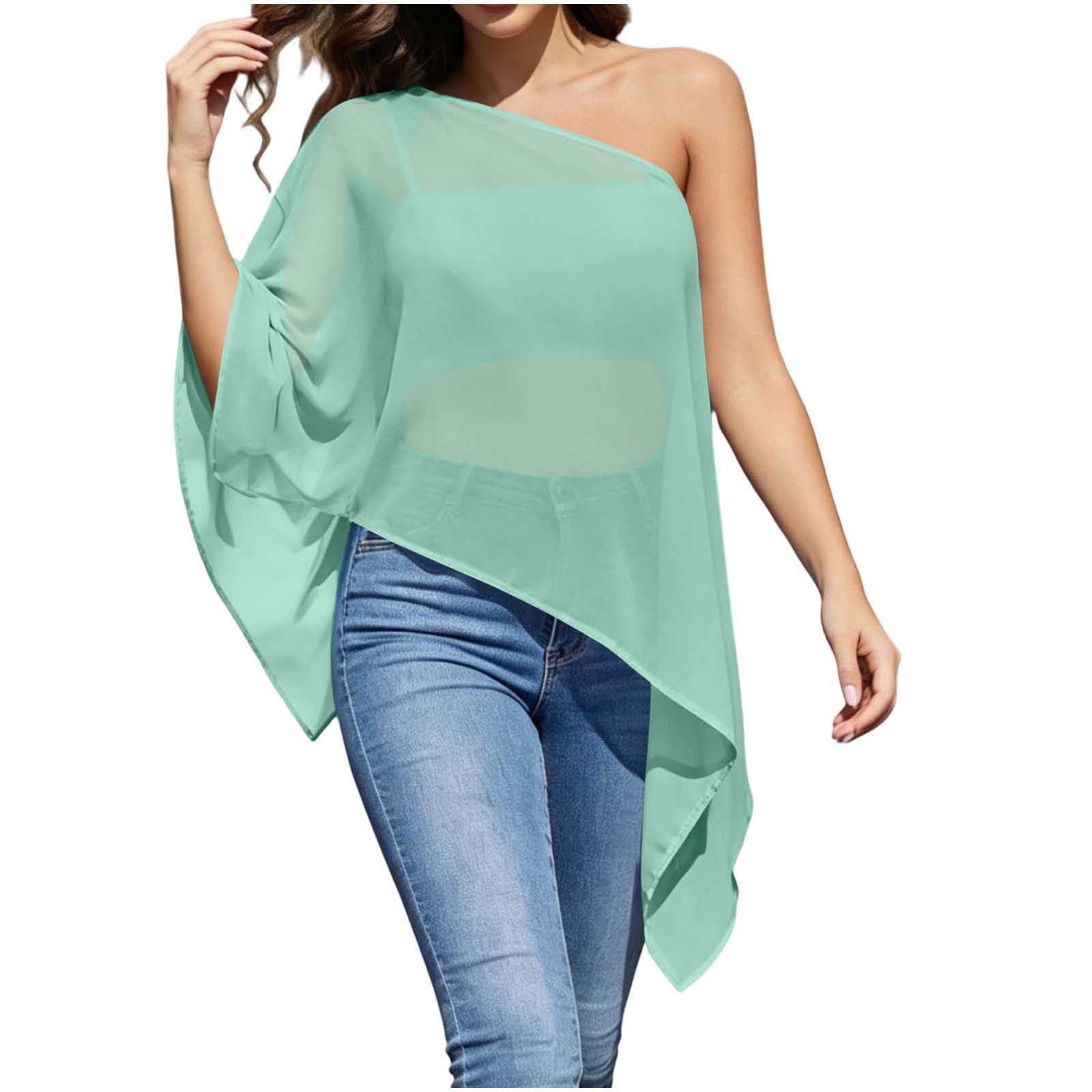 Ohufall Women Tank Tops Off-shoulder Flowing Batwing Sleeves Top ...