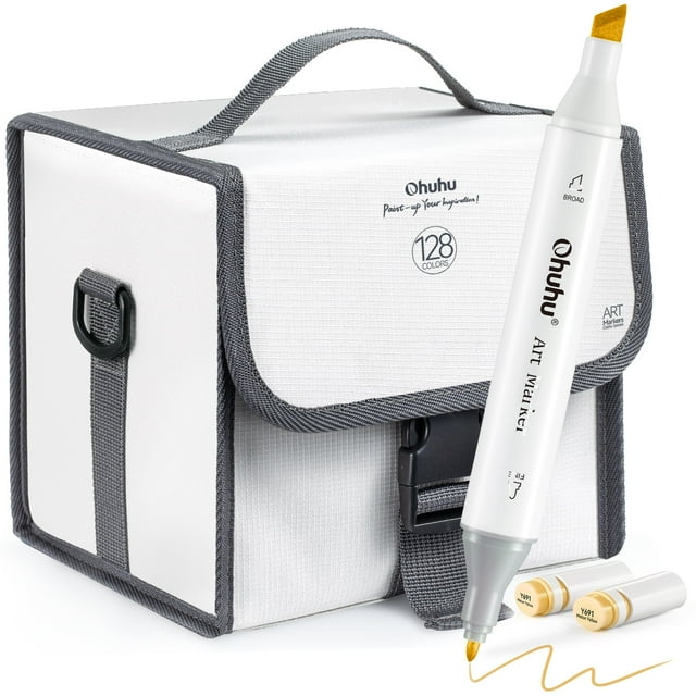 Ohuhu 128 Colors Alcohol-Based Markers+1 Colorless Blender Dual Tips ...