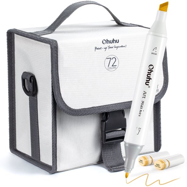 Ohuhu 72 colors fine-and-chisel dual tips colors alcohol-based markers ...