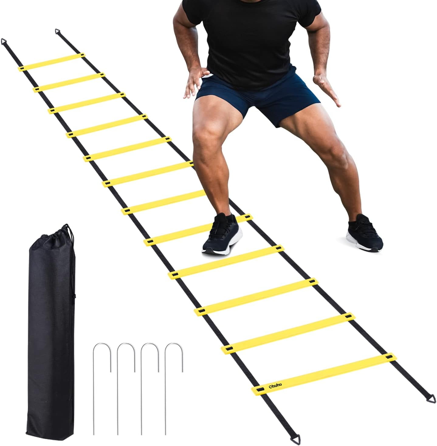Ohuhu Agility Ladder Speed Training Set 12 Rung 20ft Exercise Ladders ...