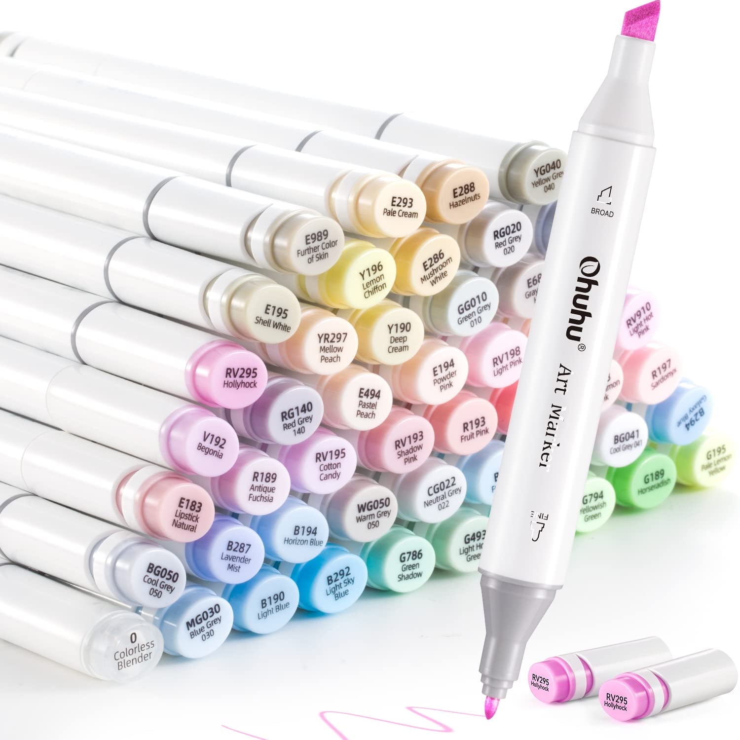 Ohuhu Alcohol Markers- 48 Pastel Colors, Double Tipped, Refillable Ink ...