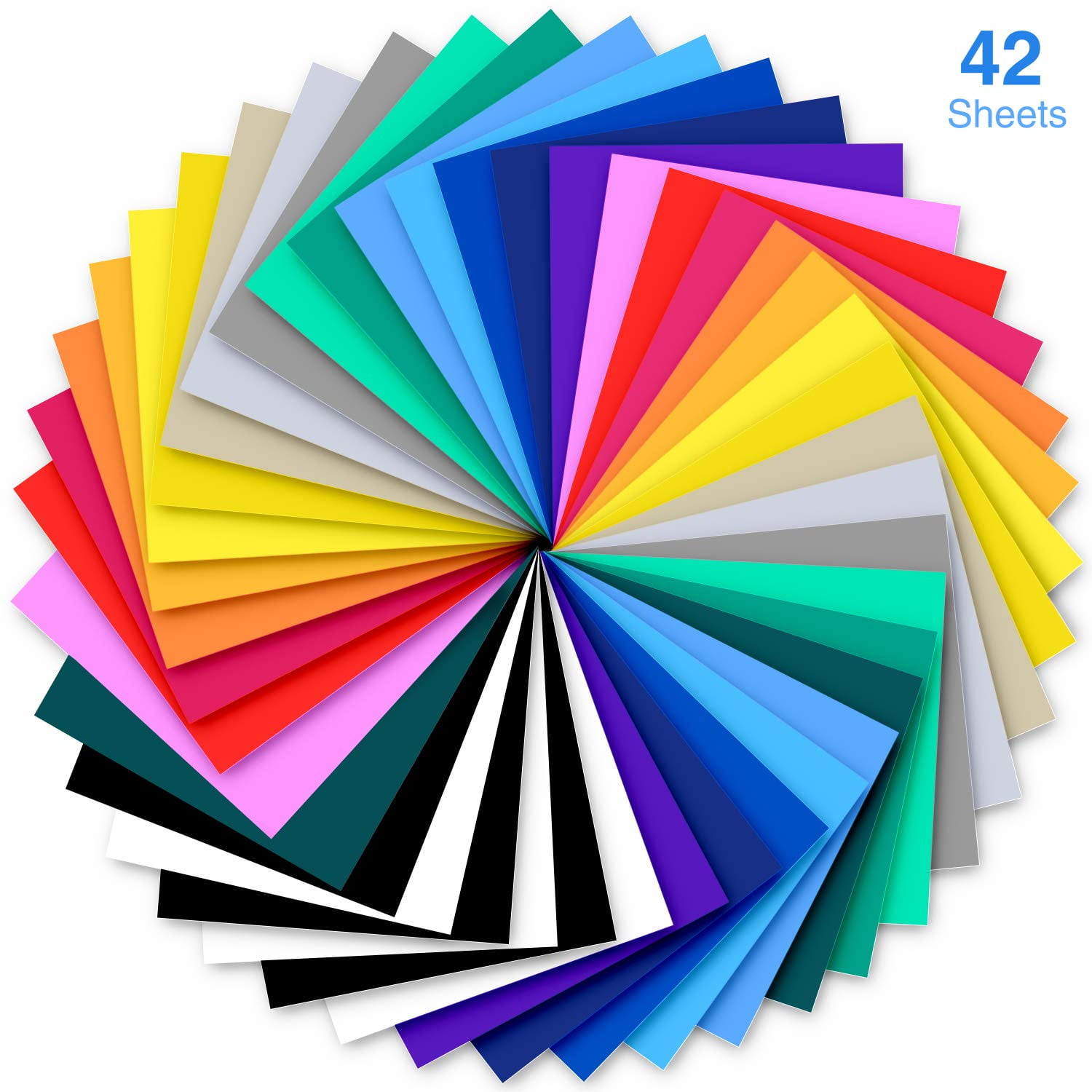 Ohuhu Multi-Color Heat Transfer Vinyl, 42 Pack Sheets for DIY T-Shirts ...