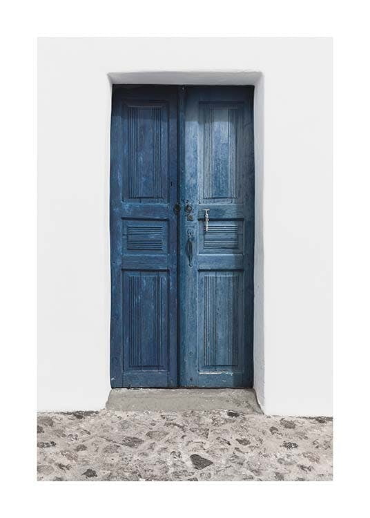 Oia Blue Door Print Wall Art, Modern Wall Decor For Living Room Bedroom ...