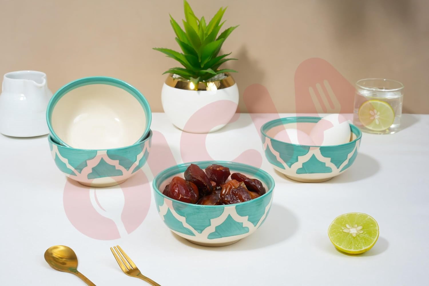 Oicia Hand Painted Ceramic Large Bowl Set Decorative Bowl For Snack ...