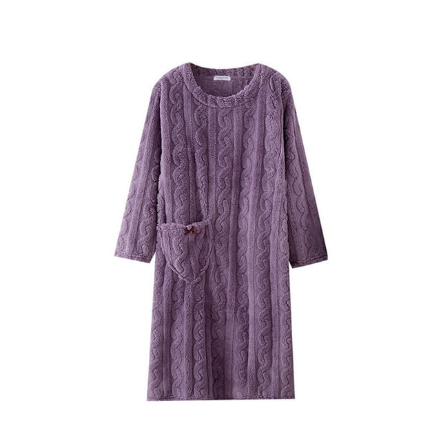 Diufon Women's Fleece Long Nightgown Fall Winter Plush Cozy Warm ...