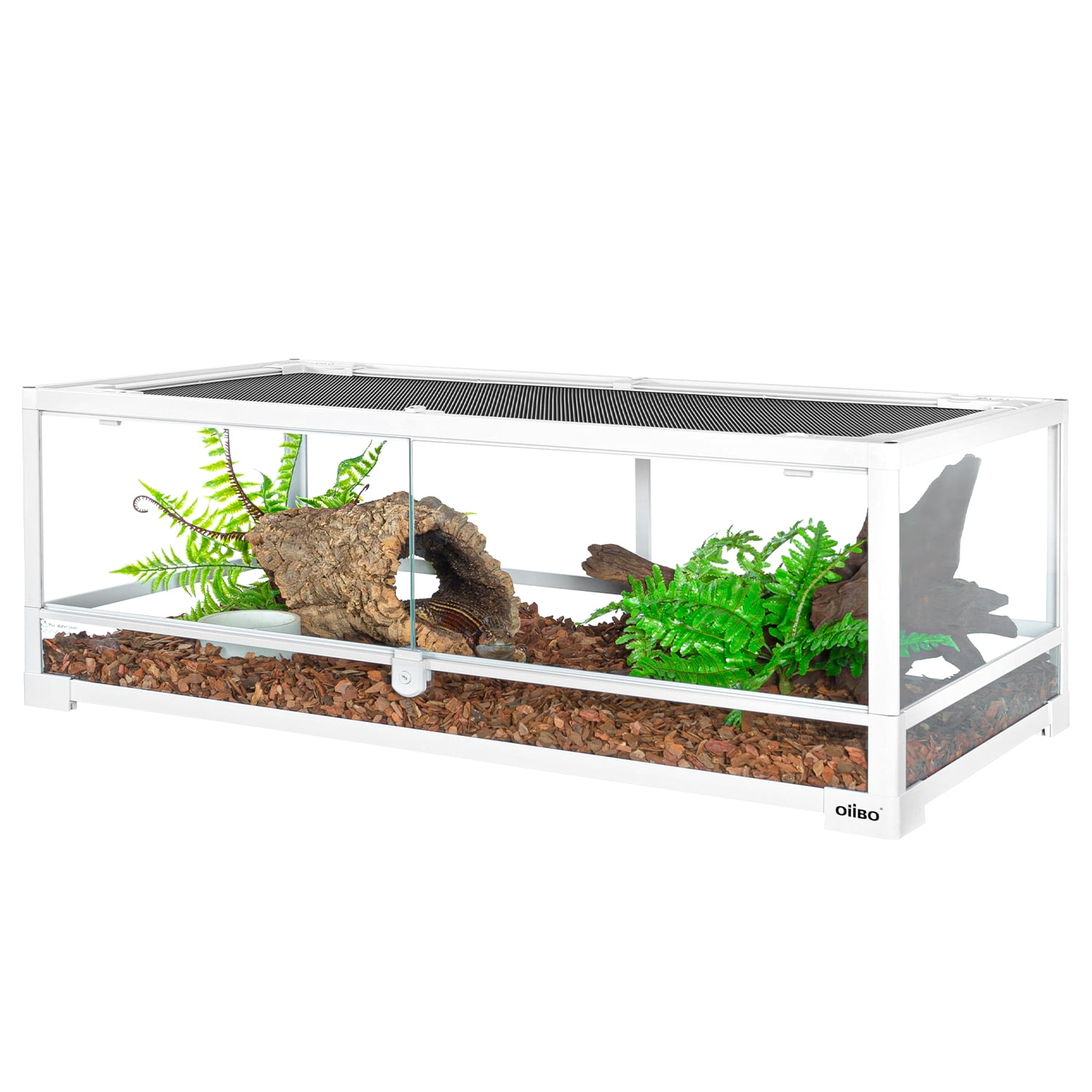 OiiBO Extra-Low Full Tempered Glass Reptile Terrarium, 36L x 18W x 12 ...