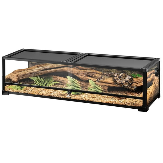 OiiBO Large Reptile Tank 45 Gallon, 360°Full Vision Glass 48“ Long & 12 ...