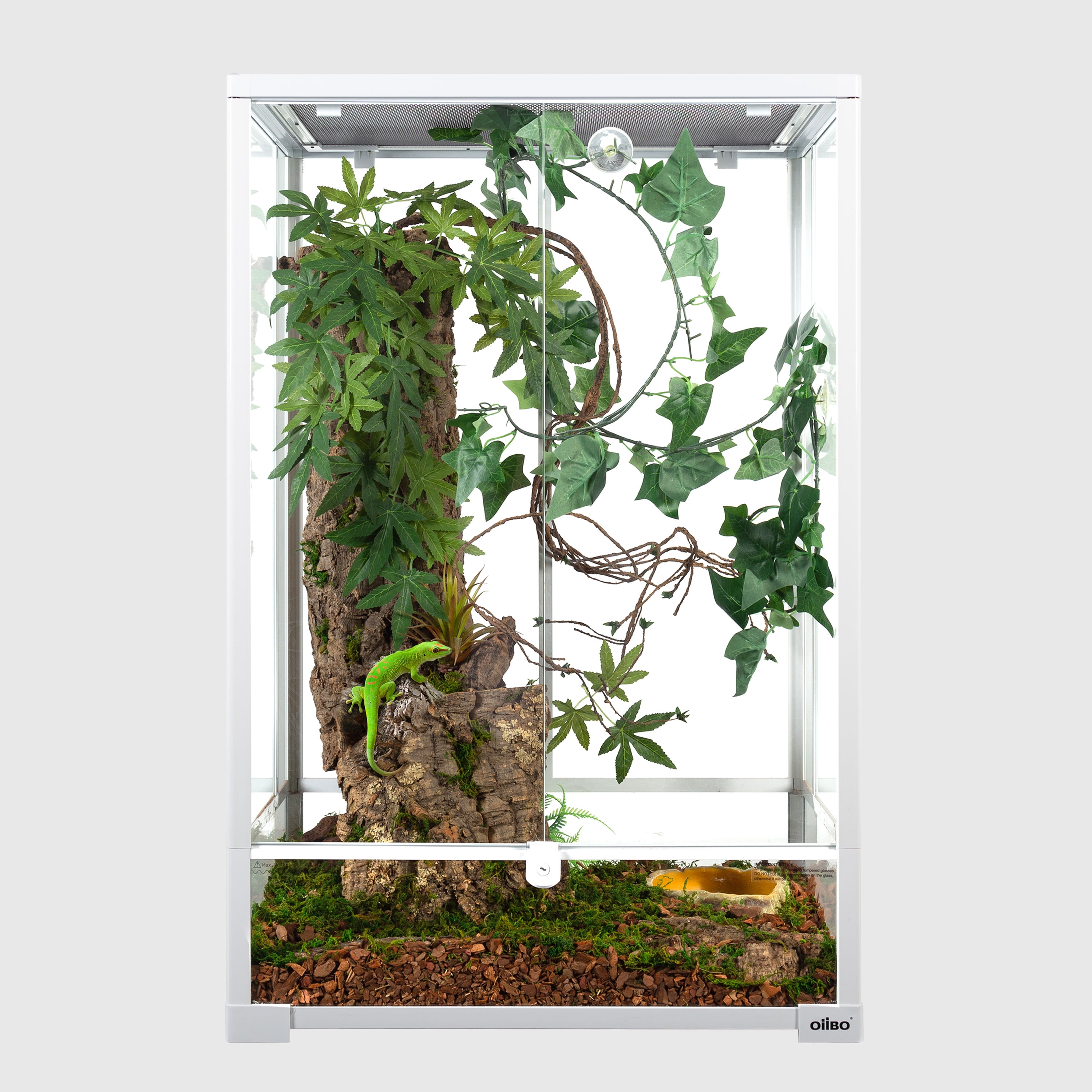 OiiBO White Reptile Glass Terrarium with Pet Safe Lock, Front Opening ...