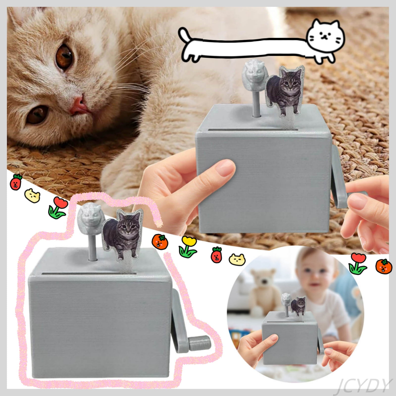 Oiiao Cat Music Box, Oia Cat Box, Funny Rotation Cat Music Box, Oiia ...