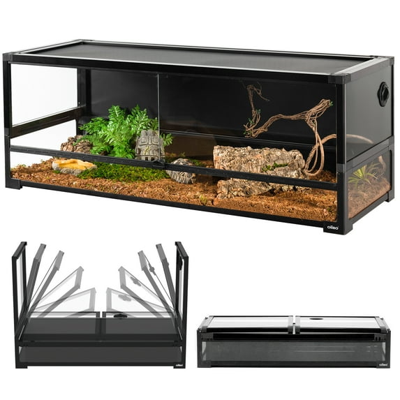 Oiibo Large Glass Reptile Terrarium, 67 Gallon, 48" x 18" x 18 ...