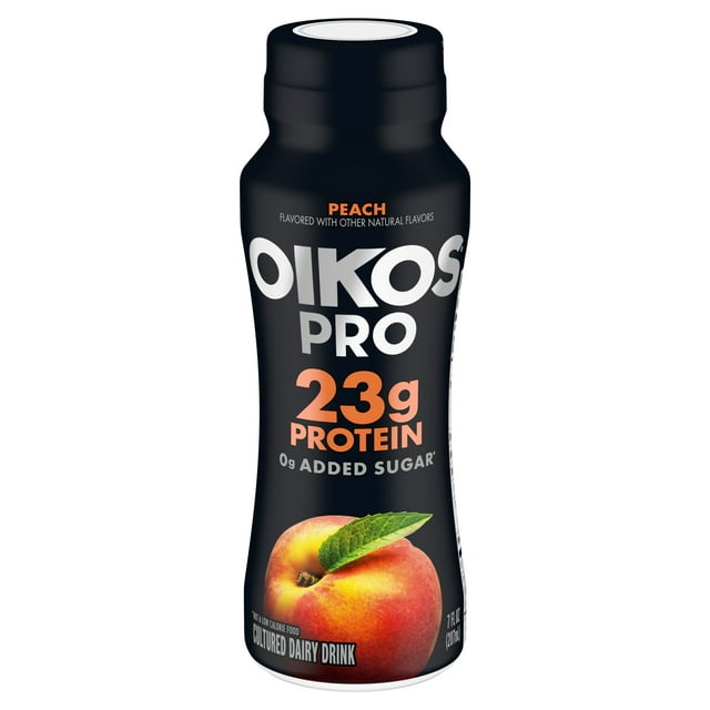 Oikos Pro Peach Cultured Dairy Drink, 23g Protein, 7 fl oz Bottle ...