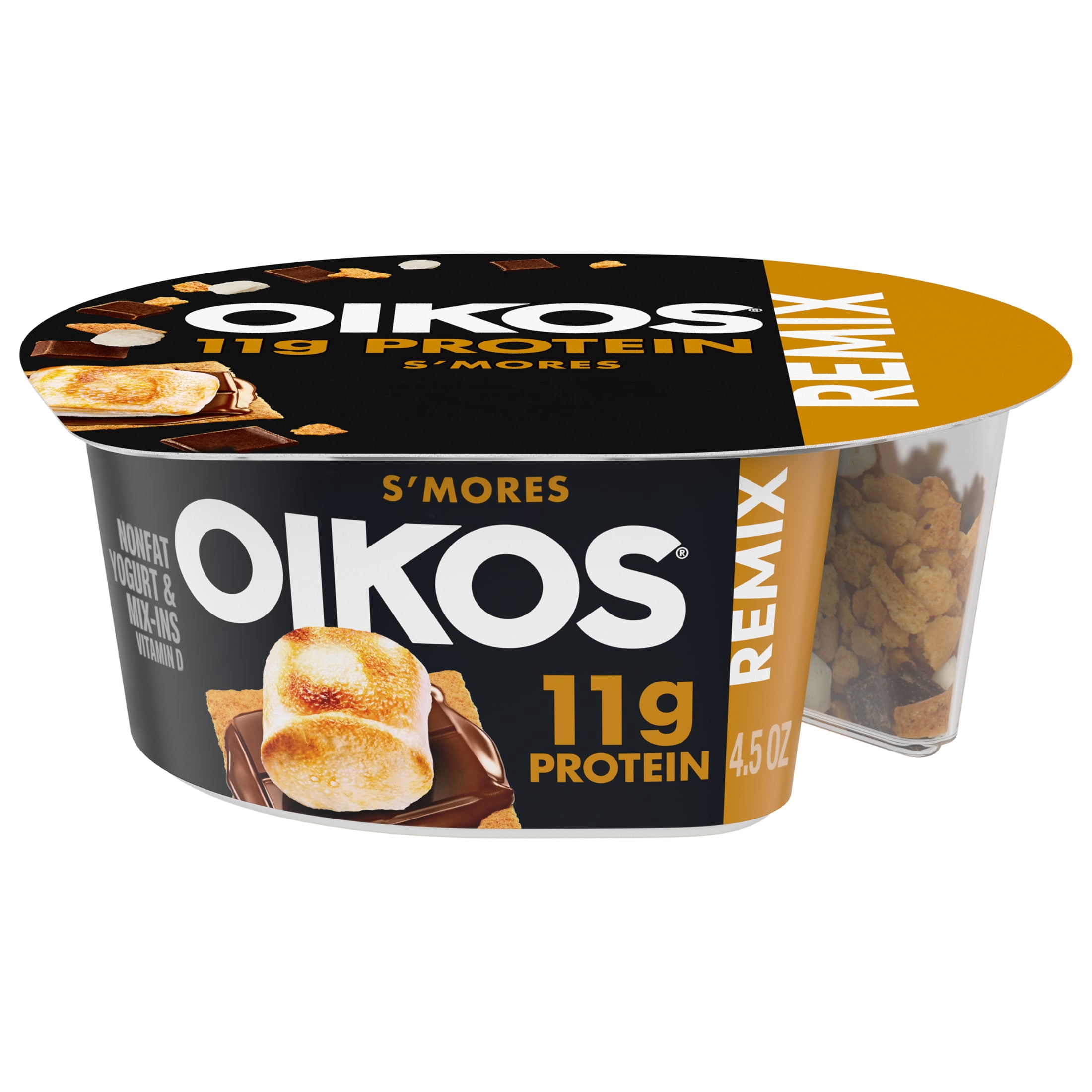 Oikos REMIX S’mores 11g Protein, Vanilla Fat Free Greek Yogurt Cup with ...