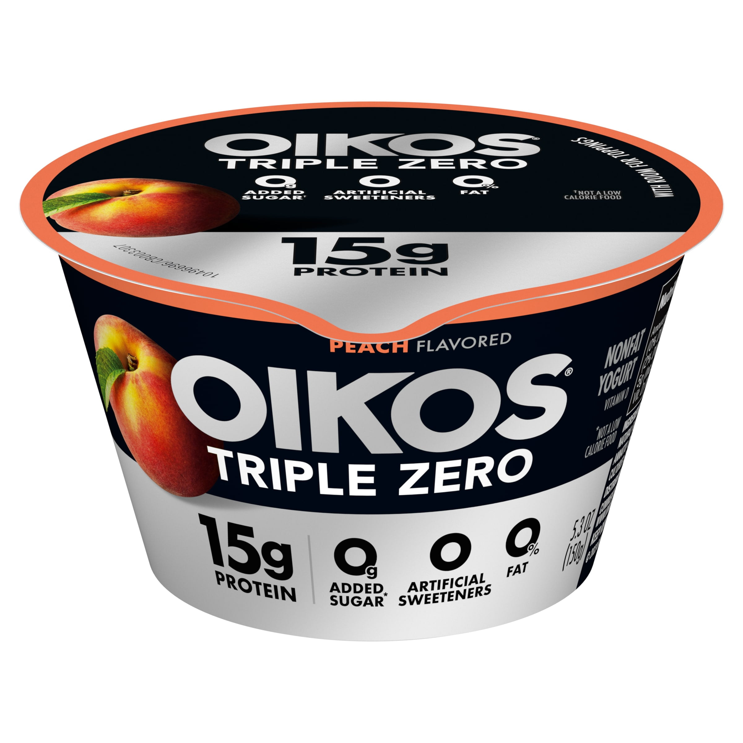 Oikos Triple Zero 15g Protein, 0g Added Sugar, Fat Free Peach Greek ...