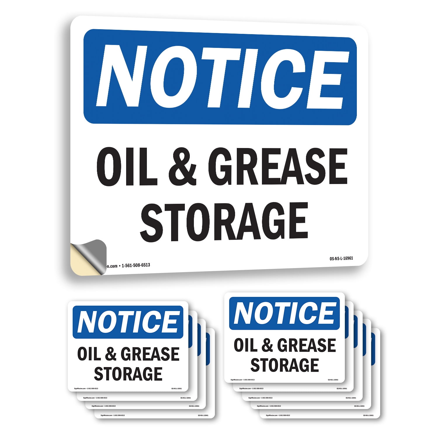 Oil And Grease Storage OSHA Notice Vinyl Decal Label 18 Inch x 12 Inch ...