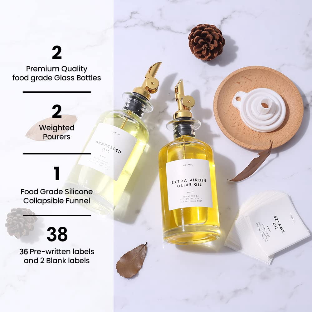 Oil And Vinegar Dispenser With Metal Pour Spout Weighted Pourer ...