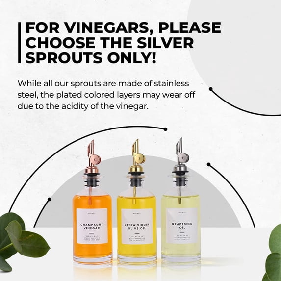 Oil And Vinegar Dispenser With Metal Pour Spout Weighted Pourer ...
