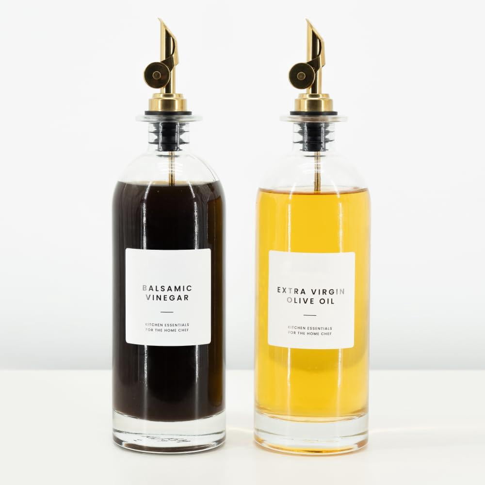 Oil And Vinegar Dispenser With Metal Pour Spout Weighted Pourer ...
