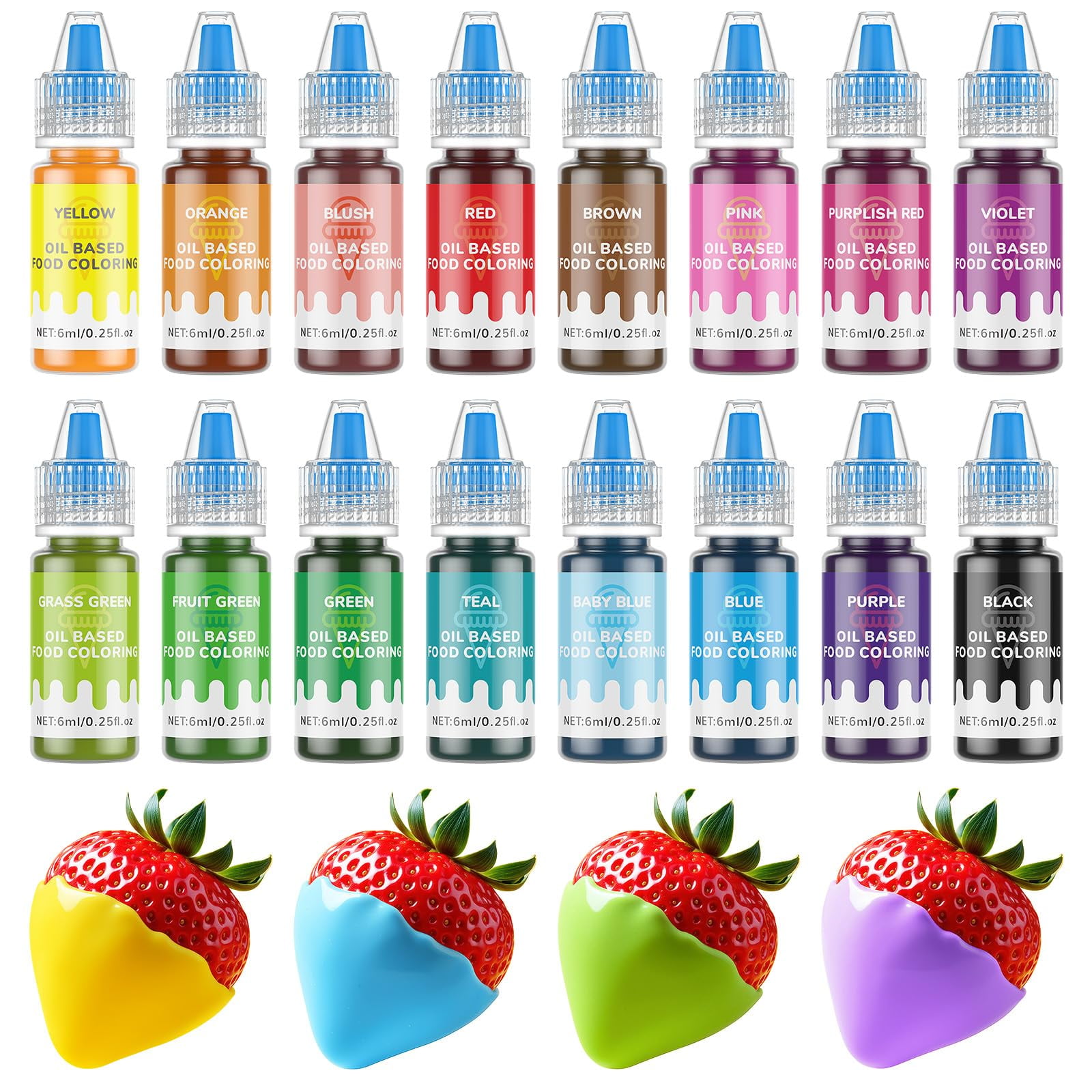 Oil-Based Food Coloring for Chocolate - SMR16 Colors Oils Dye Set ...