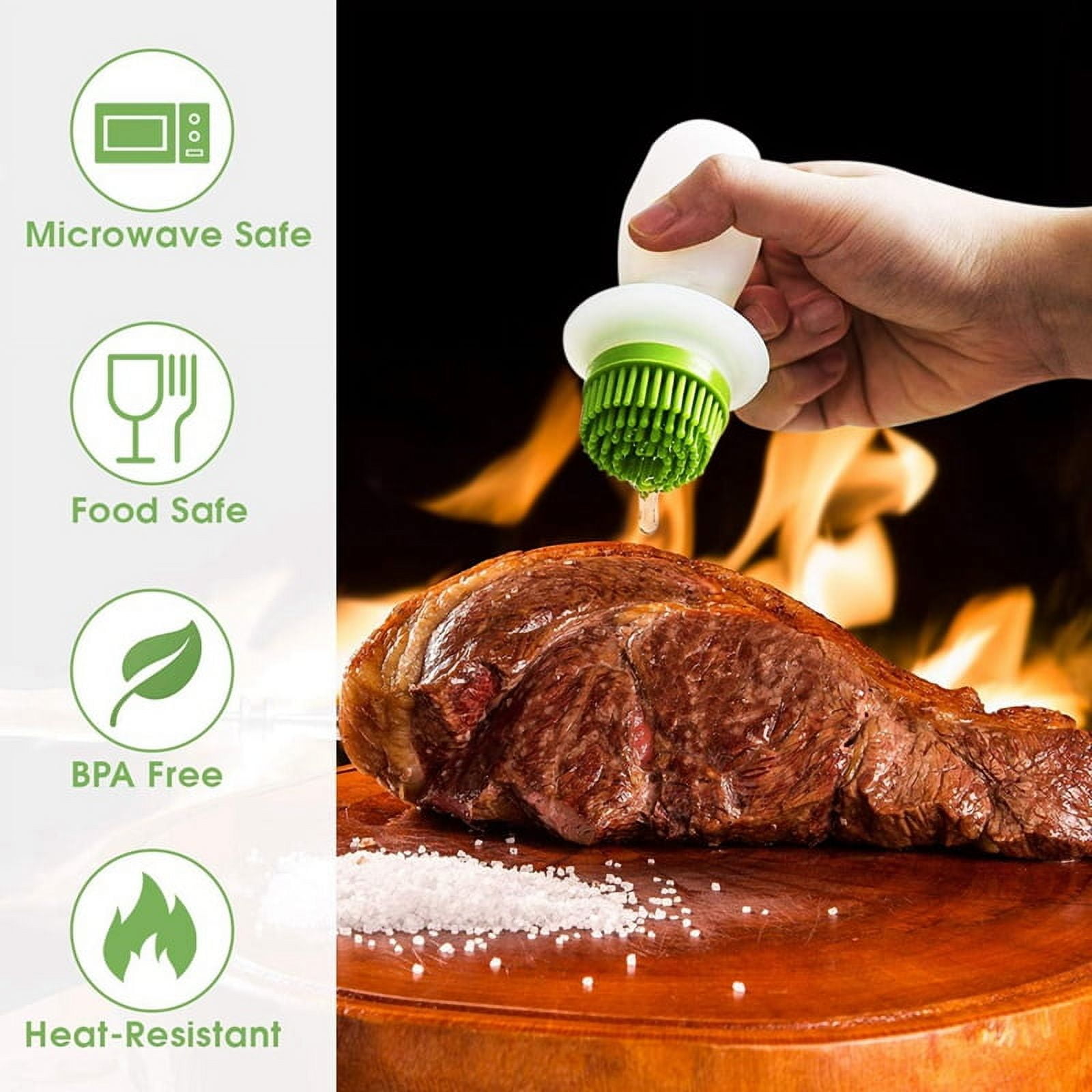 Oil Bottle & Brush Set - Heat Grill Brush - Silicone Pouring Dough ...