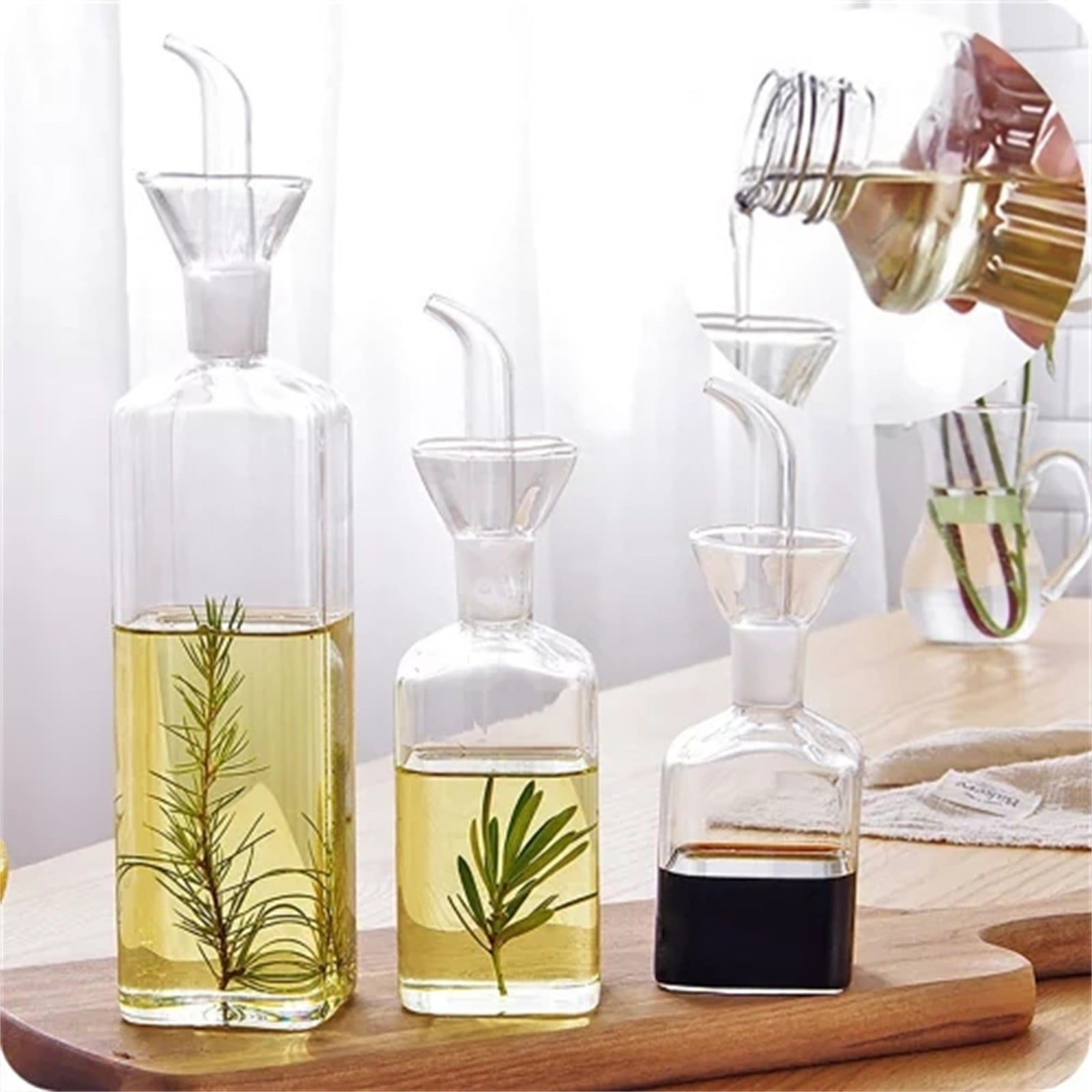 Oil Bottle Glass Olive Oil Dispenser Bottle Glass Cooking Oil Vinegar ...