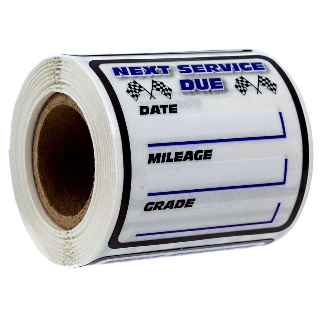 "2"" x 2"" Checkered Flag Oil Change/Service Reminder Stickers, 250 ...