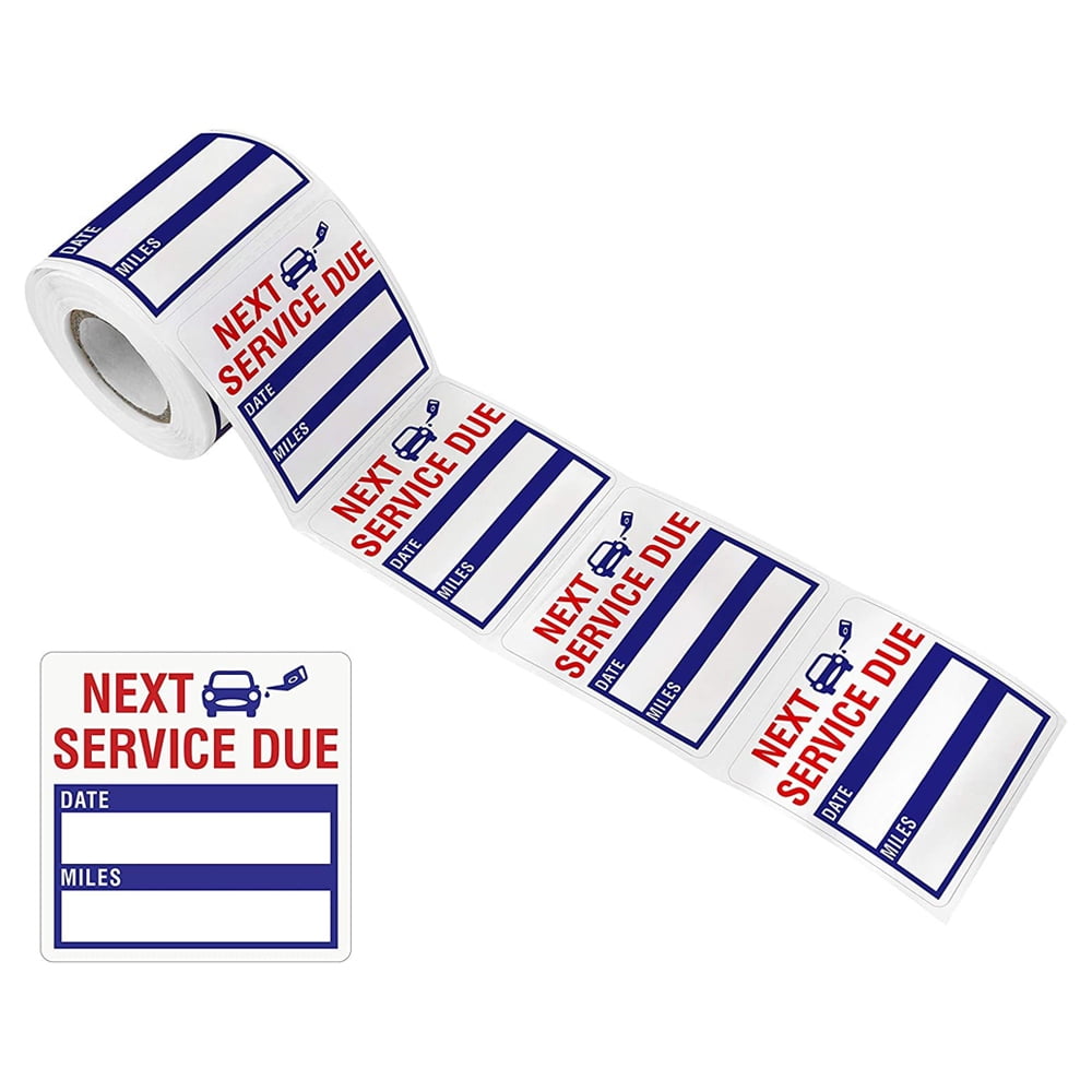 Oil Change Service Reminder Stickers Red Clear Blue Next Service Due ...