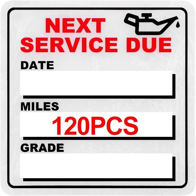 for Oil Change Sticker Static Cling, Clear Stickers 120 Pcs 2"x 2" Next ...