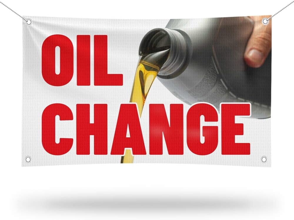 Oil Change Vinyl Banner Sign for Garage Outdoor Glossy with Grommets ...