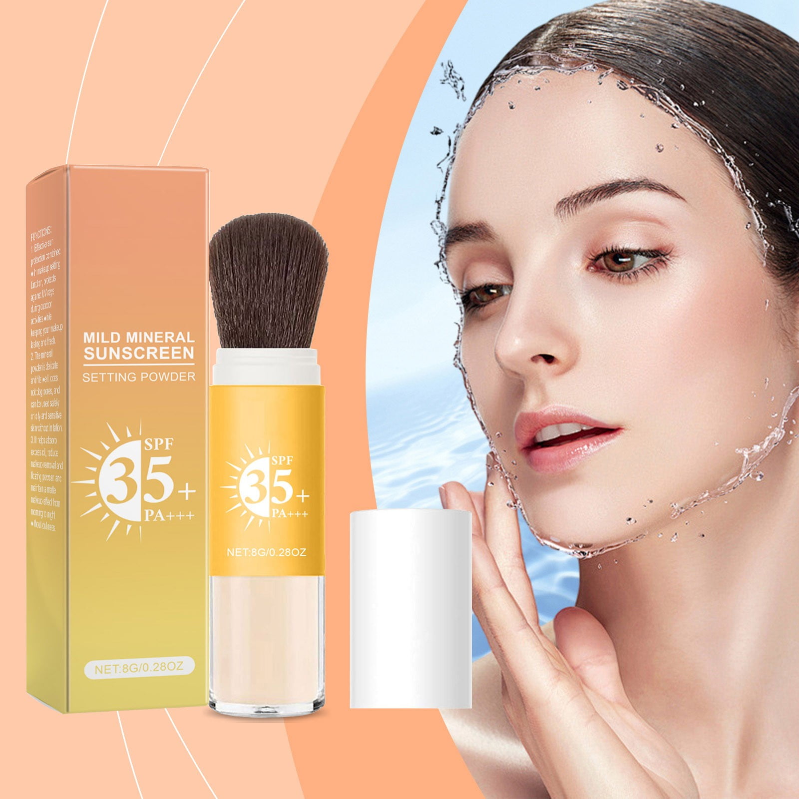 Oil Control Mineral Sun--Screen Setting Powder With Brush,35+ Brush Sun ...