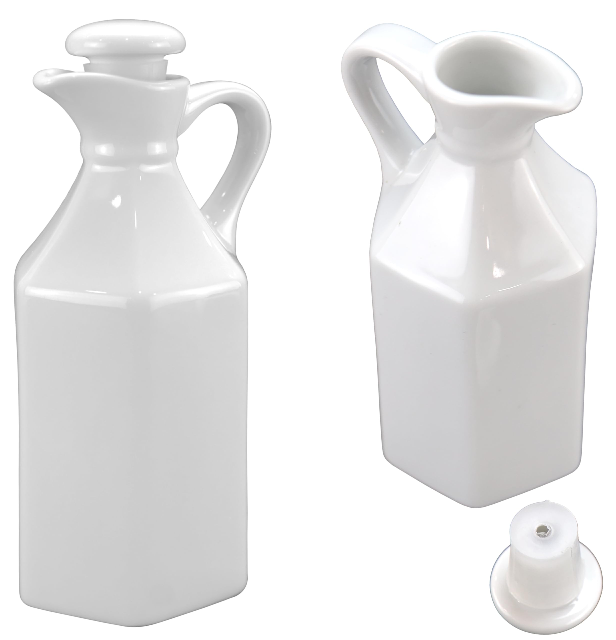 Oil Cruet Set of 2, 7-Ounce Ceramic with Lid for Olive Oil Vinegar ...