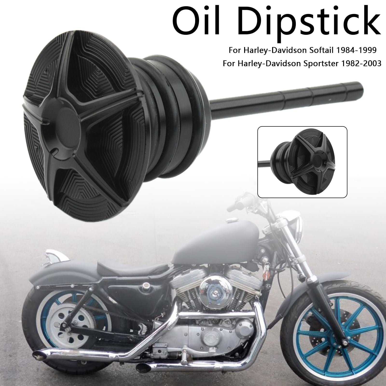 Oil Dipstick Tank Cap Plug For Softail 84-99 Sportster 82-03 Black ...