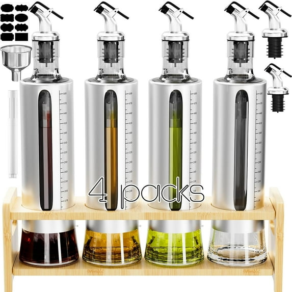 Oil Dispenser Bottle, 4 Pack Glass Olive Oil Dispenser Bottle with ...