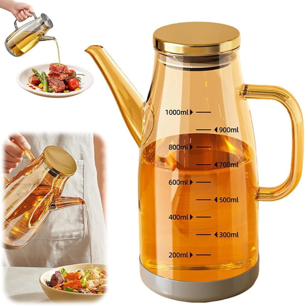 Oil Dispenser Bottle with Drip Free Spout,New Upgrade Glass Cooking Oil ...