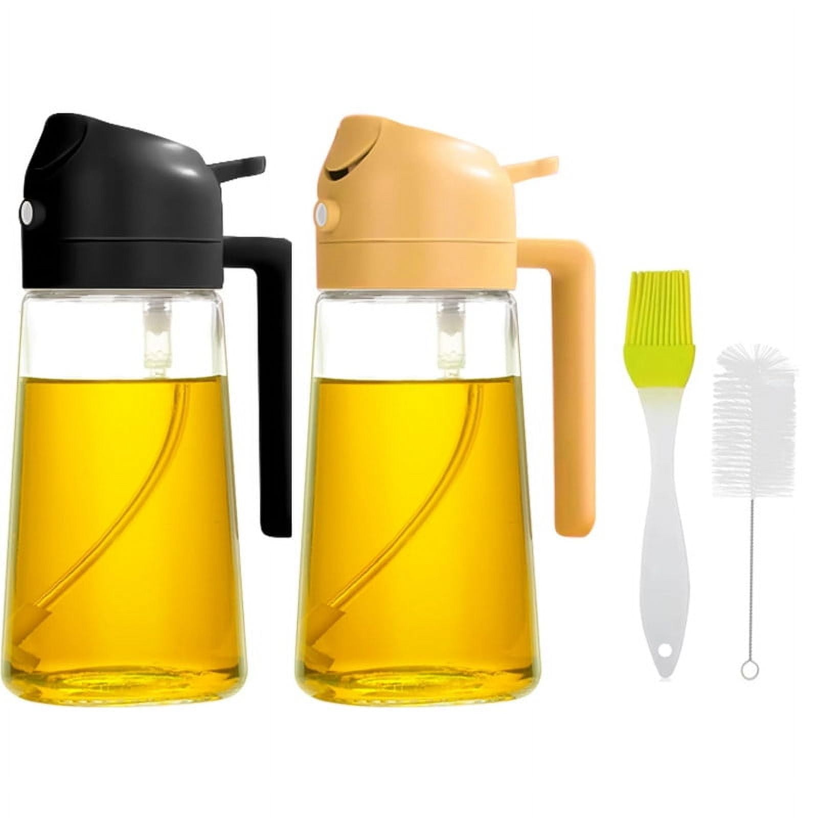 Oil Dispenser Bottle Spray and Pour 2 in 1, 470ml Bottle Glass Olive ...