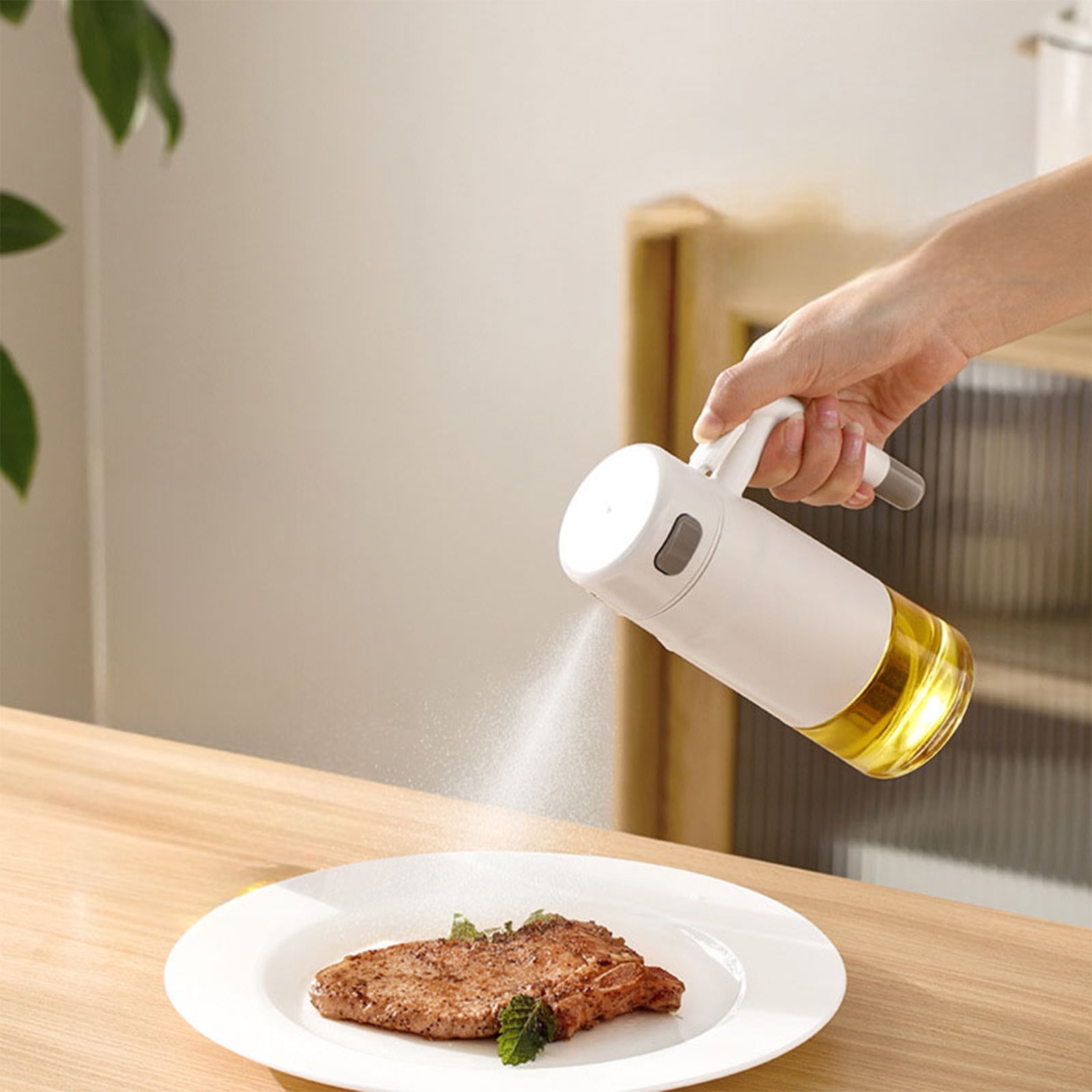 Oil Dispenser and Sprayer for Kitchen | 2 in 1 Plastic Oil Spray Bottle ...