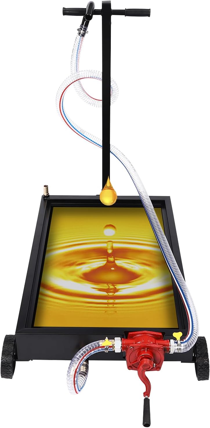 Oil Drain Pan, 57L/15Gal Oil Drain Tank Waste Oil Change Pan with ...