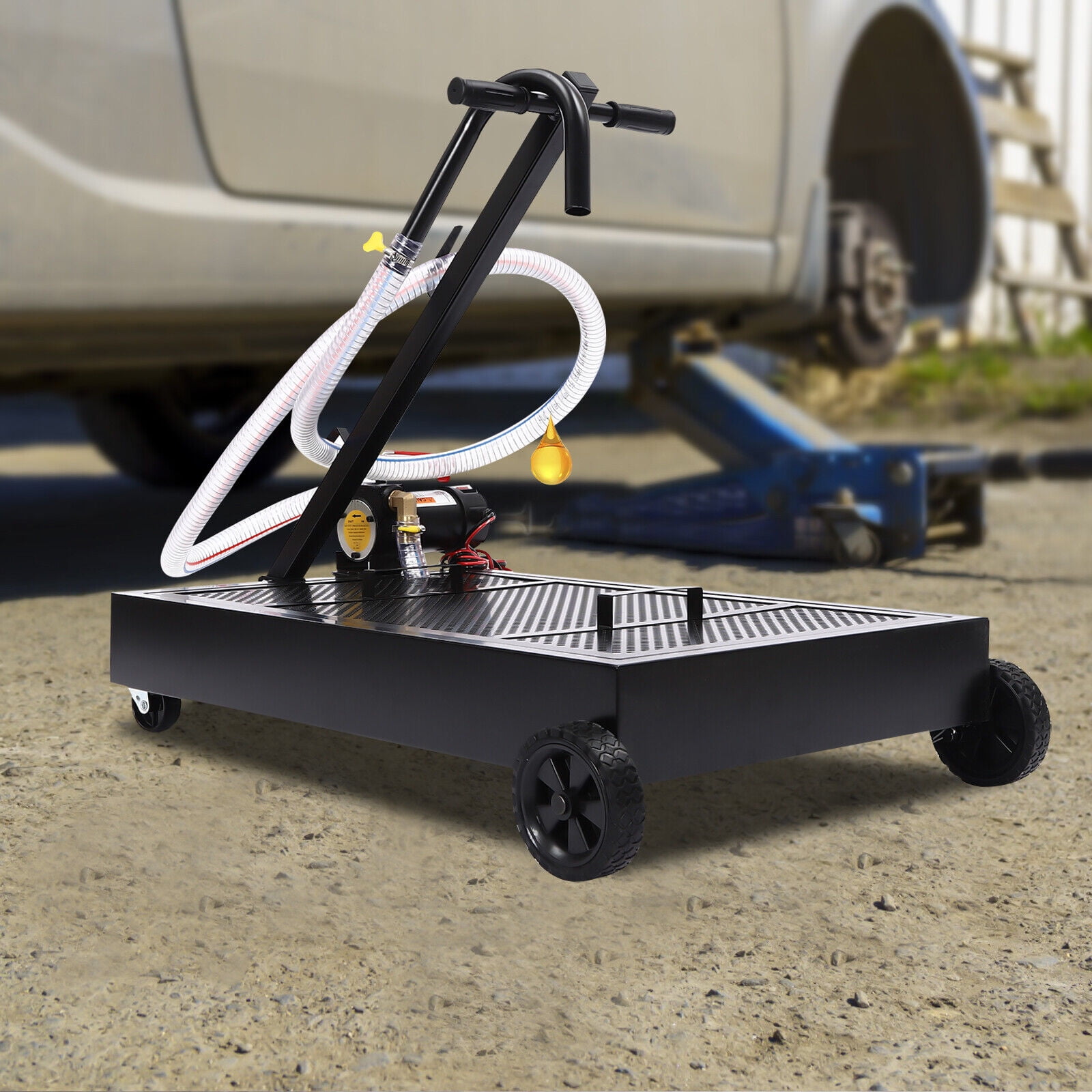 Oil Drain Pan, Oil Drain Cart 15 Gal Capacity Tank With a 0-145 ...